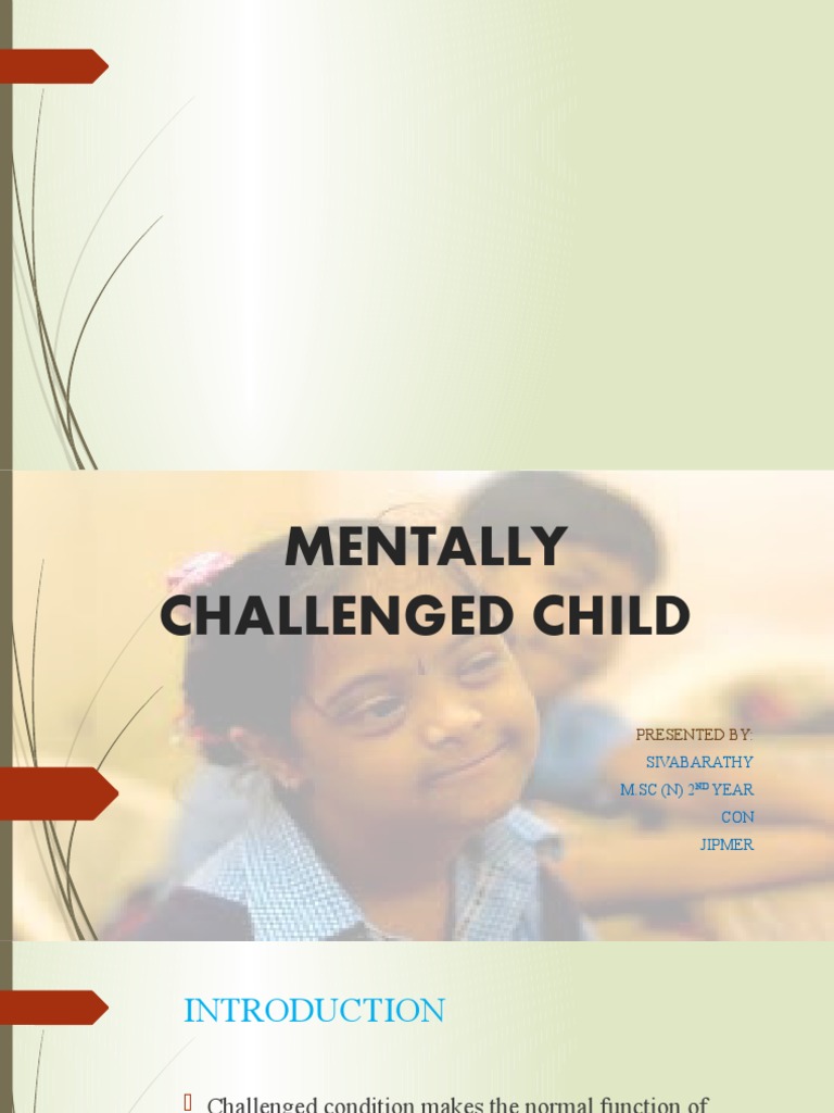 Management of Mentally Challenged Children | PDF | Intellectual ...