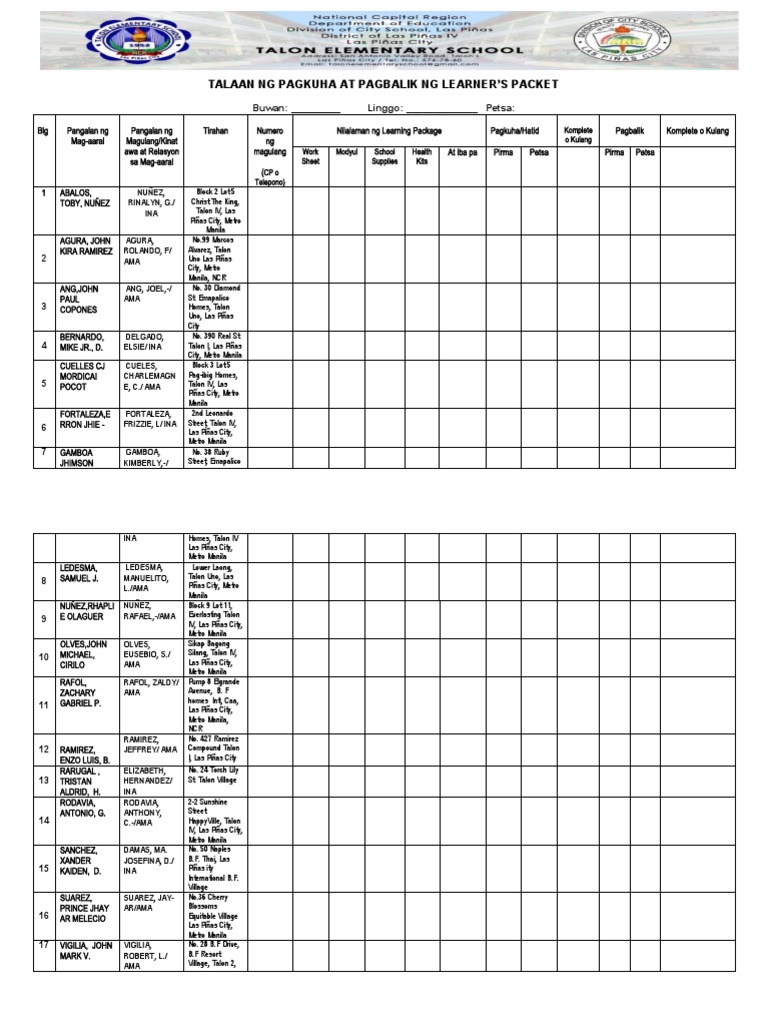 2ND 1. School Monitoring Form 1 MATAPAT | PDF