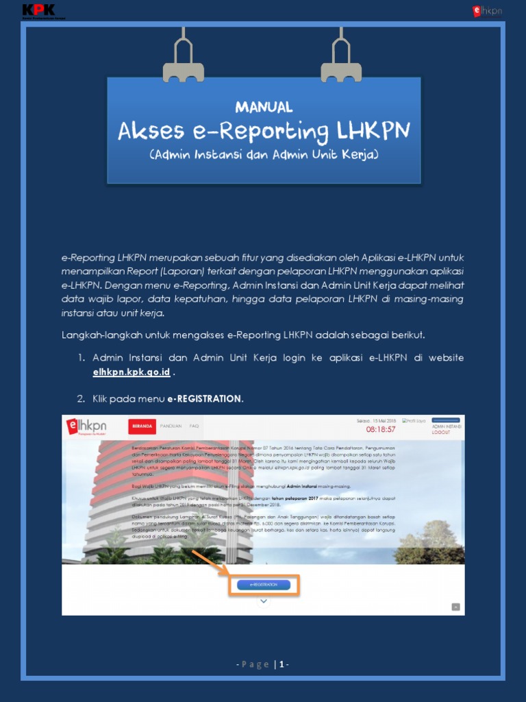 Panduan Akses e-Reporting LHKPN | PDF
