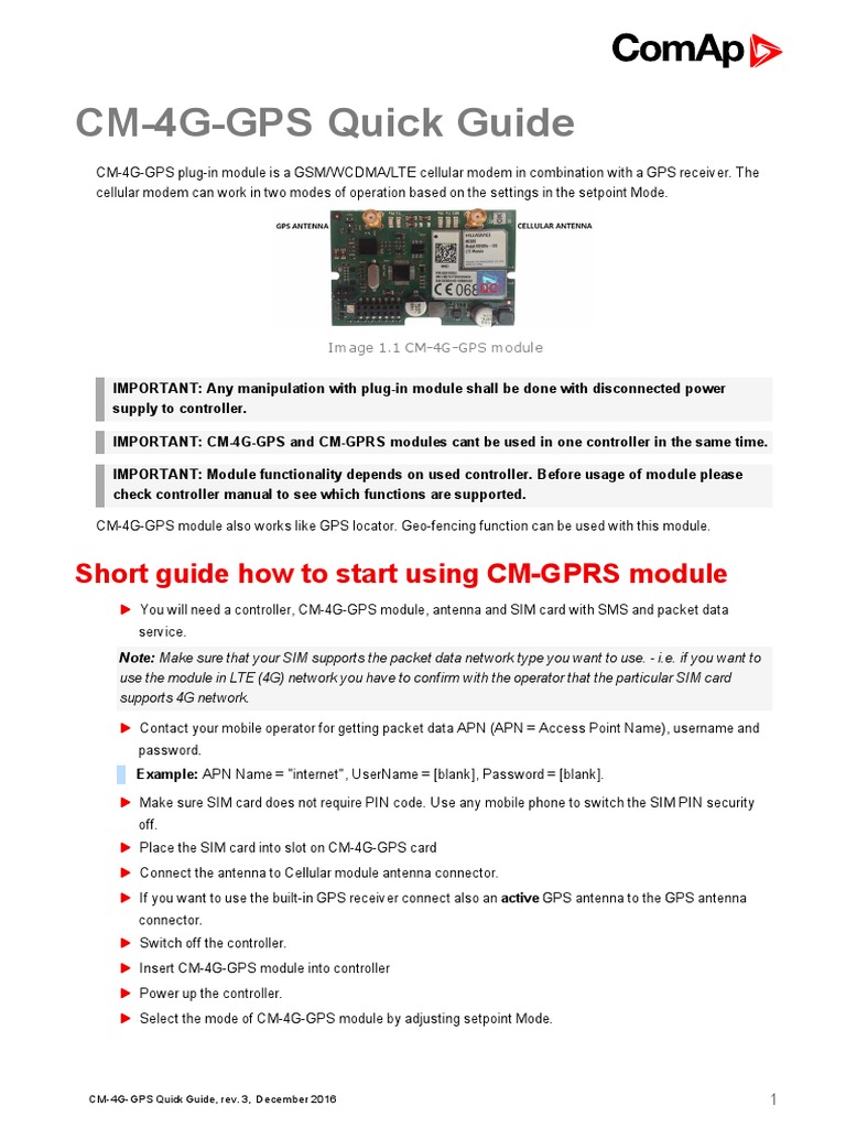 CM-4G-GPS Quick Guide: Short Guide How To Start Using CM-GPRS Module | PDF | Personal ...