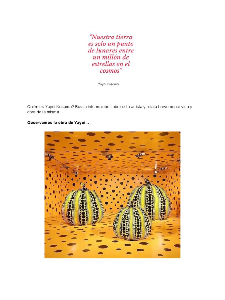 Biografía de Yayoi Kusama | PDF | Arte