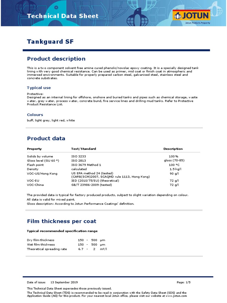 Tankguard SF Technical Data Sheet | PDF | Abrasive | Epoxy