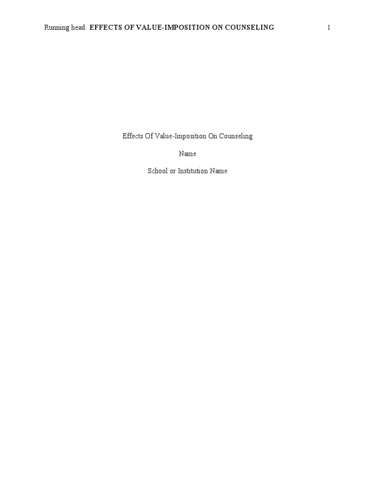 Managing Value Imposition in Counseling | PDF | Value (Ethics ...
