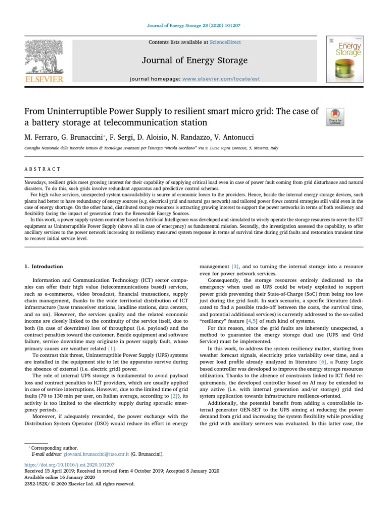 Journal of Energy Storage: Sciencedirect | PDF | Electrical Grid ...