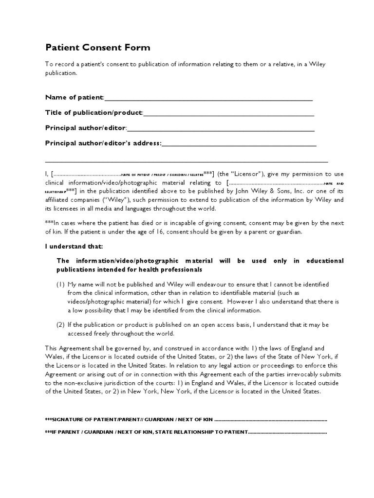 Patient Consent Form Template | PDF | Consent | Medical Record