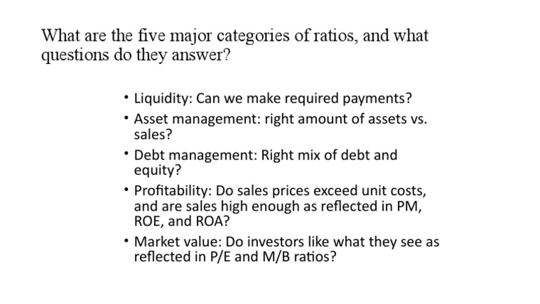 What Are The Five Major Categories of Ratios, and What Questions Do ...