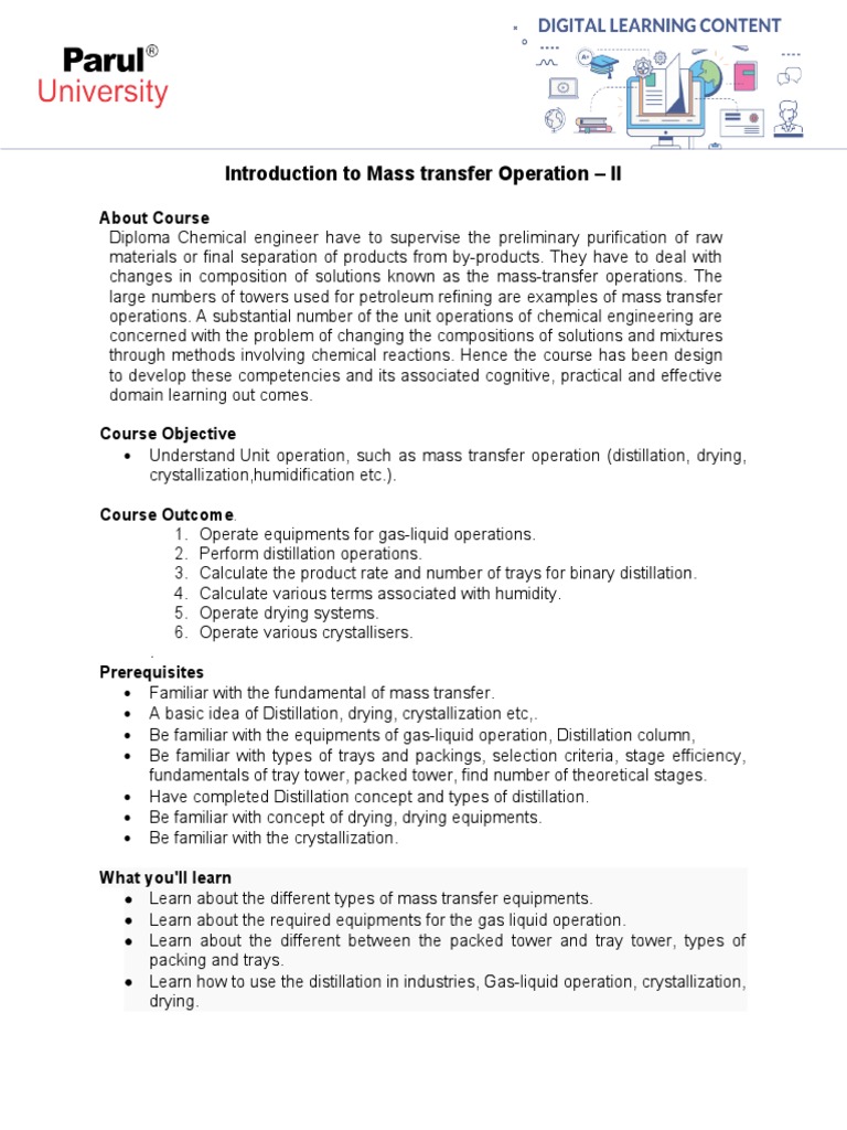 Mass Transfer Operation II 3602302 | PDF | Distillation | Crystallization