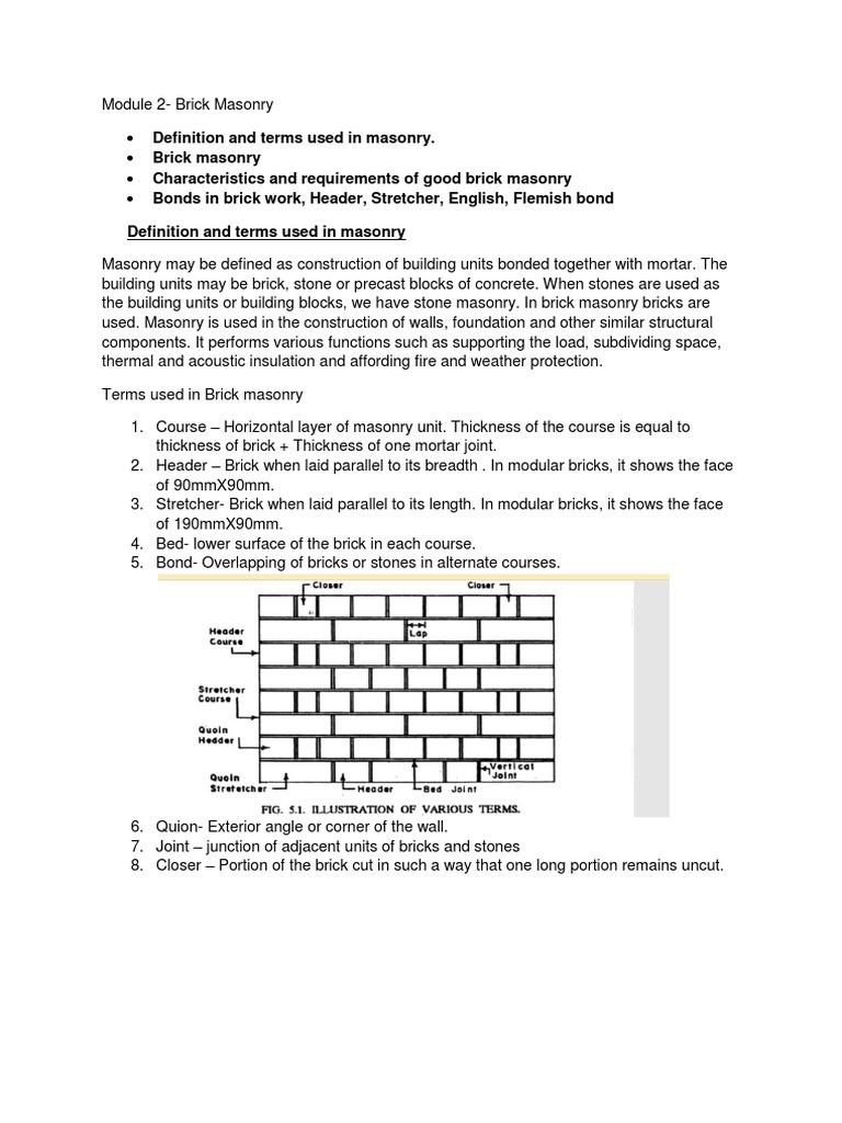 Module 2 - Brick Masonry | PDF | Masonry | Brick