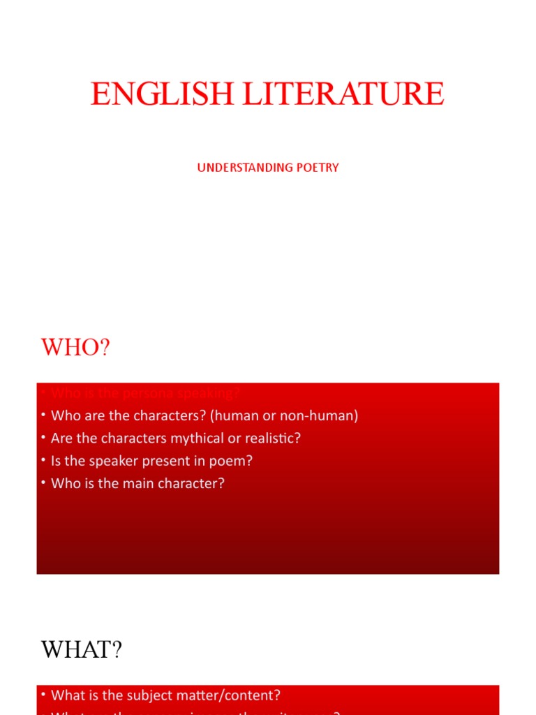 English Literature: Understanding Poetry | PDF