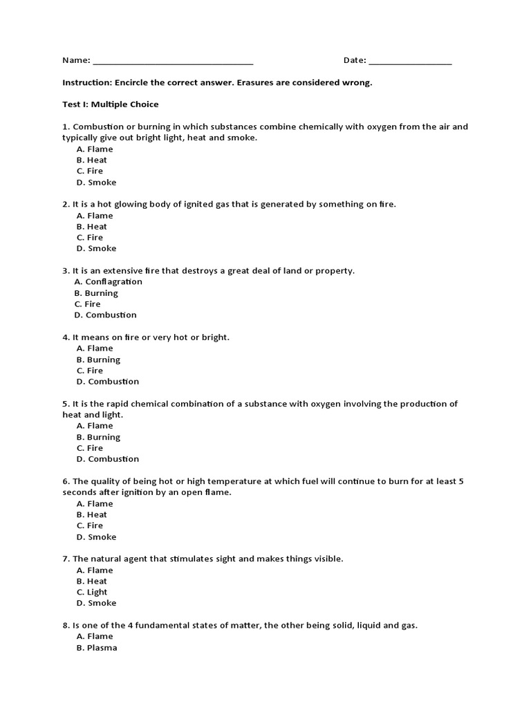 Instruction: Encircle The Correct Answer. Erasures Are Considered Wrong ...