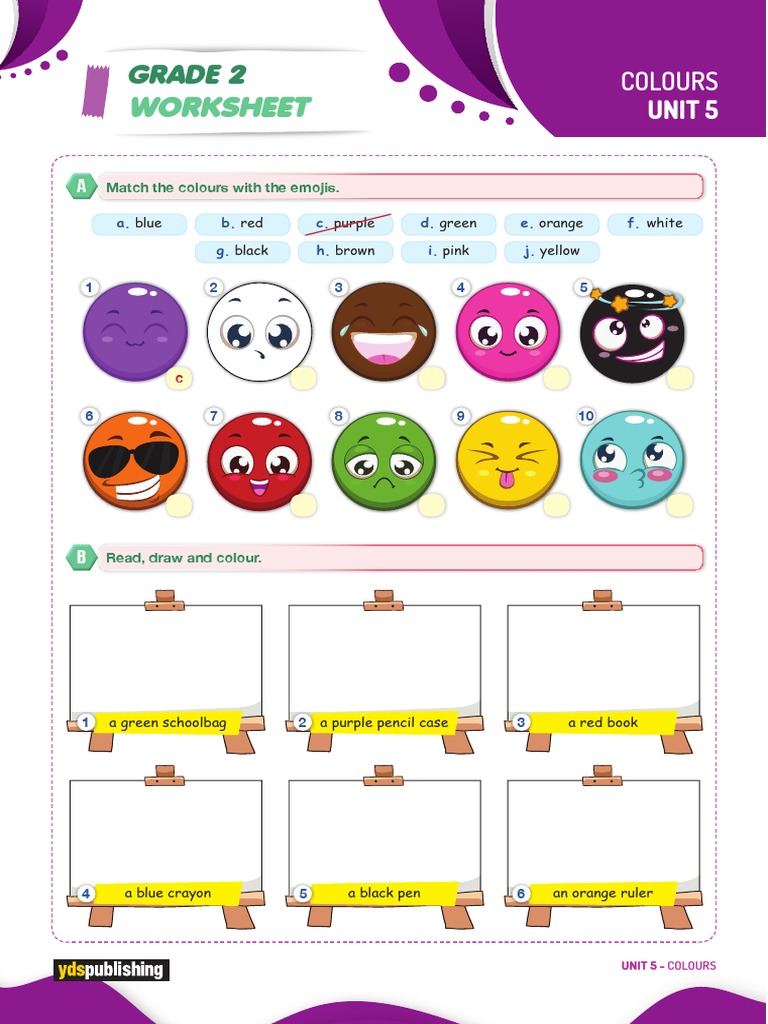 Grade 2 Colors Worksheet Unit 5 | PDF