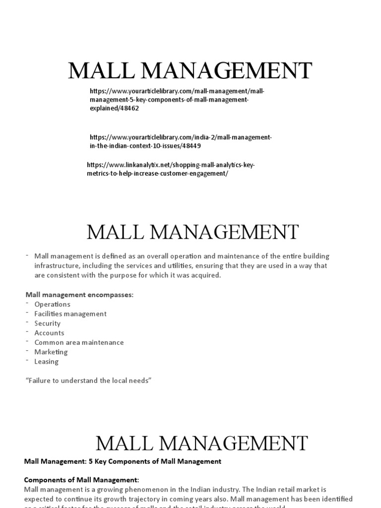 Key Components of Mall Management | PDF | Retail | Analytics