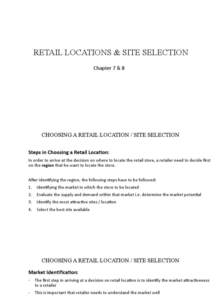 Retail Management - Retail Locations & Site Selection-Part2 | PDF ...