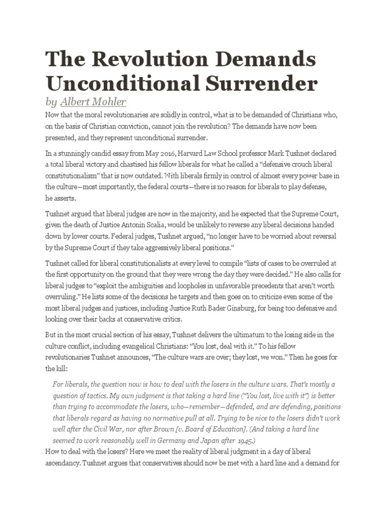 The Revolution Demands Unconditional Surrender | PDF | Supreme Court Of ...