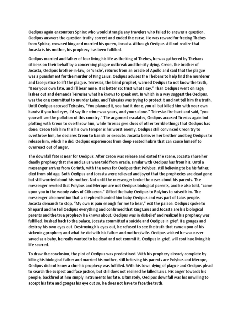 Oedipus Summary | Download Free PDF | Oedipus | Boeotian Mythology