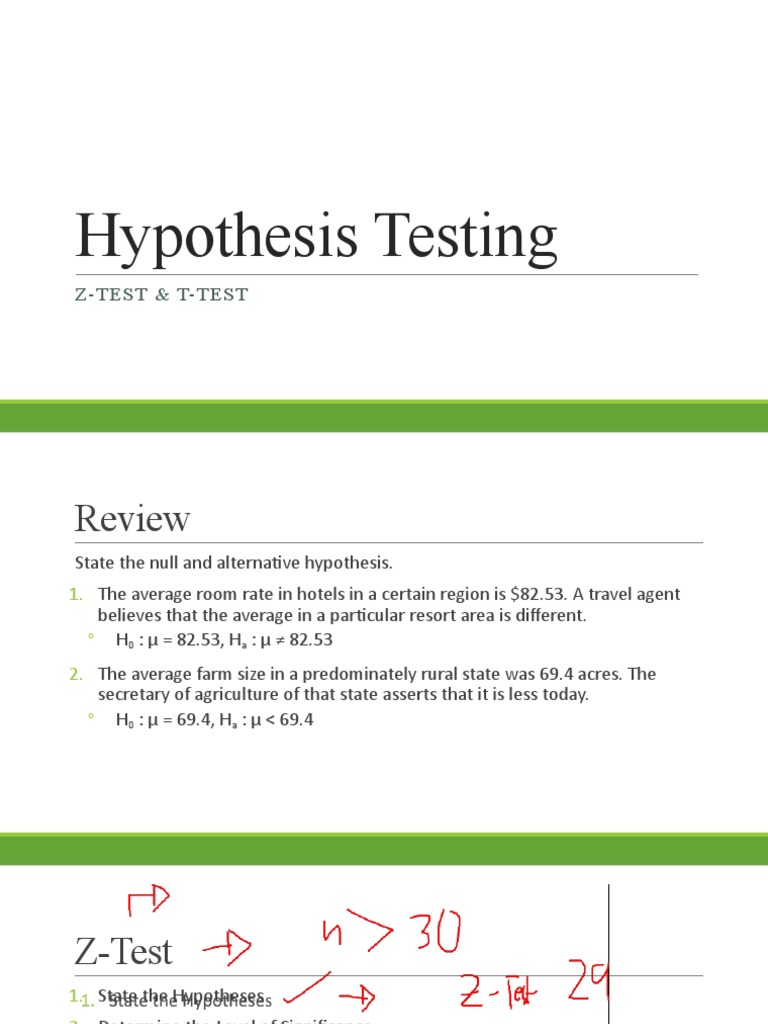 Hypothesis Testing: Z-Test & T-Test | PDF
