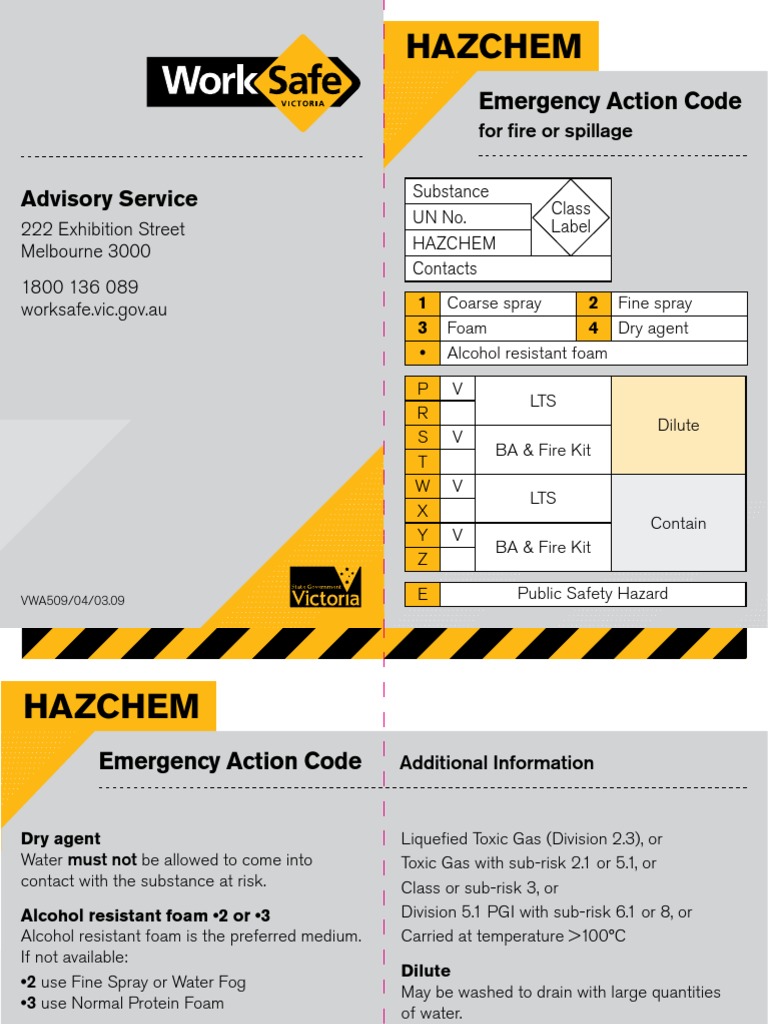 Emergency Action Code: Advisory Service | PDF | Hazards | Chemical ...