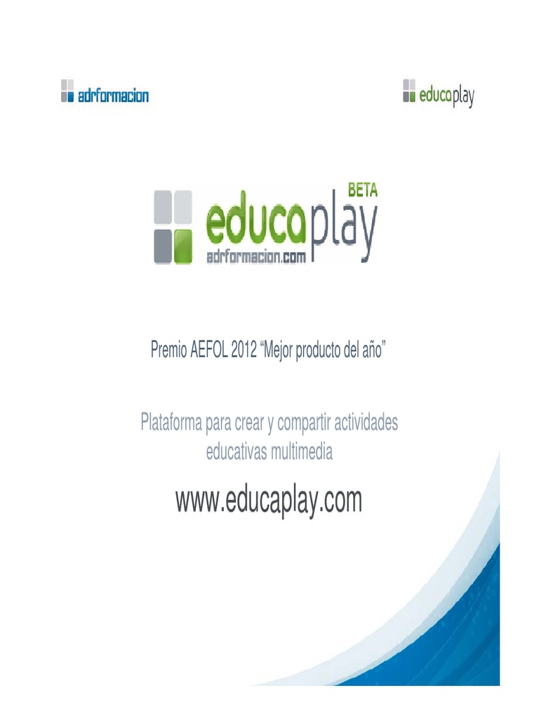 Presentación sobre Educaplay, una plataforma para crear y compartir ...