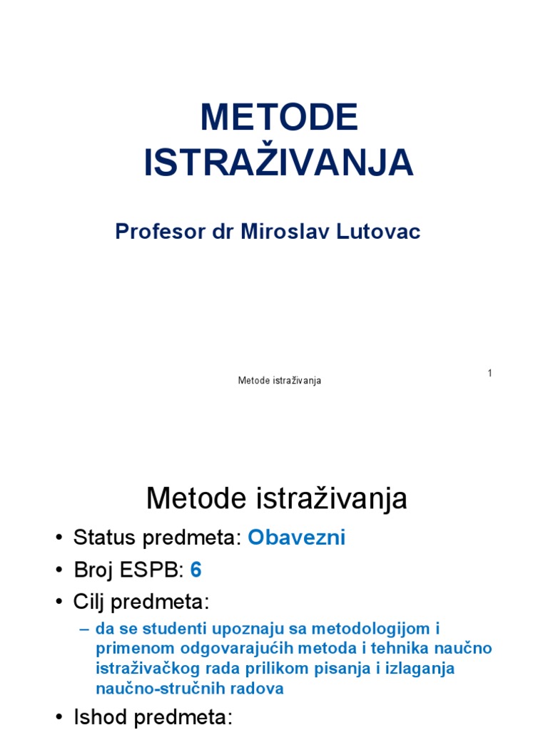 Metode Istrazivanja | PDF