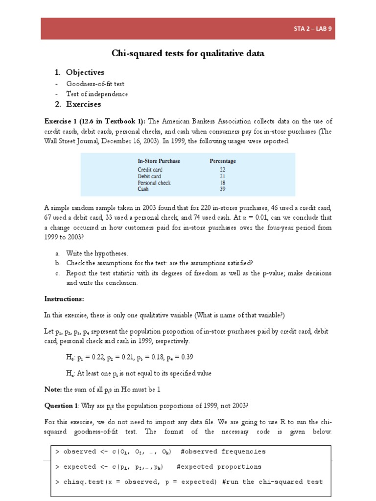 Chi-squared tests for qualitative data analysis | PDF | Chi Squared ...