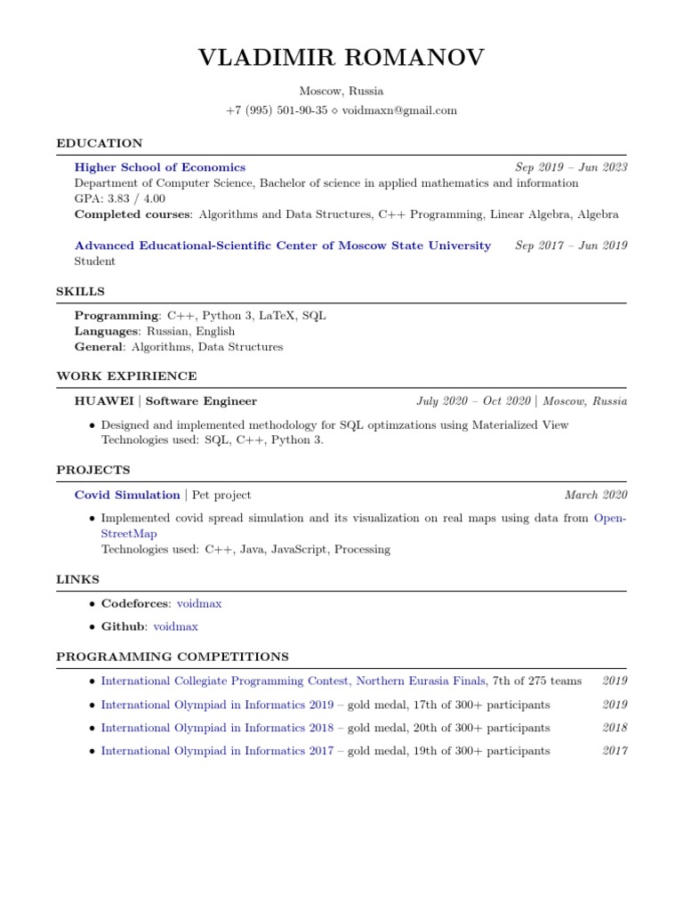 Romanov Vladimir Resume | PDF