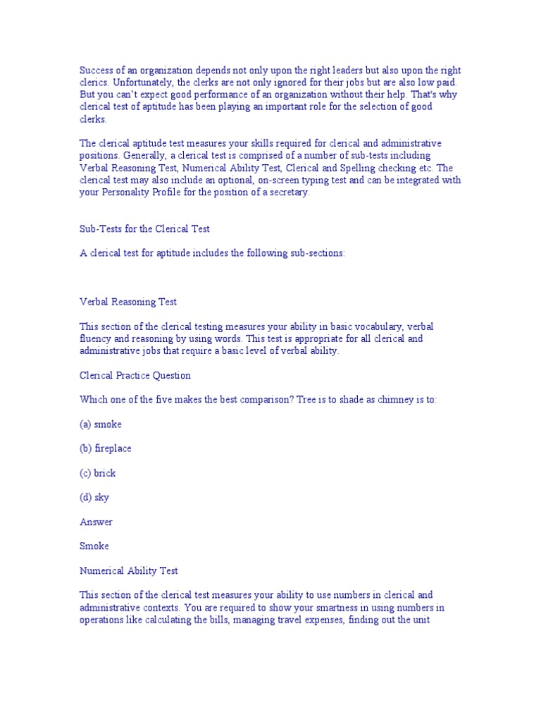 Clerical Aptitude | PDF | Spelling | Test (Assessment)