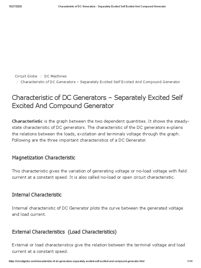 Characteristic of DC Generators - Separately Excited Self Excited and ...