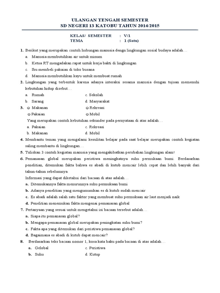 Soal Uts Pak Mis | PDF