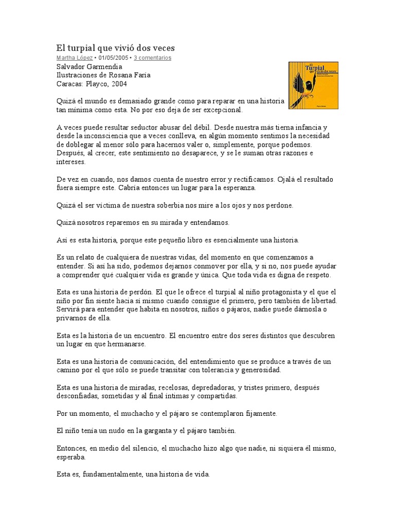 El Turpial Que Vivió Dos Veces | PDF