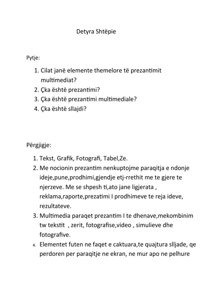 Detyra Shtëpie | PDF