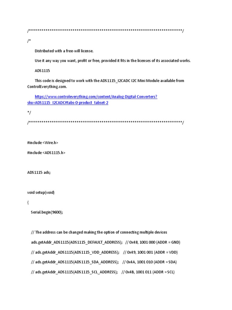 ADS1115 Differential | Download Free PDF | Computer Architecture ...