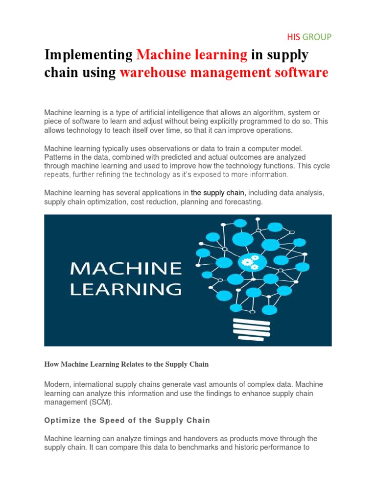Machine Learning in Supply Chain | PDF | Technology & Engineering