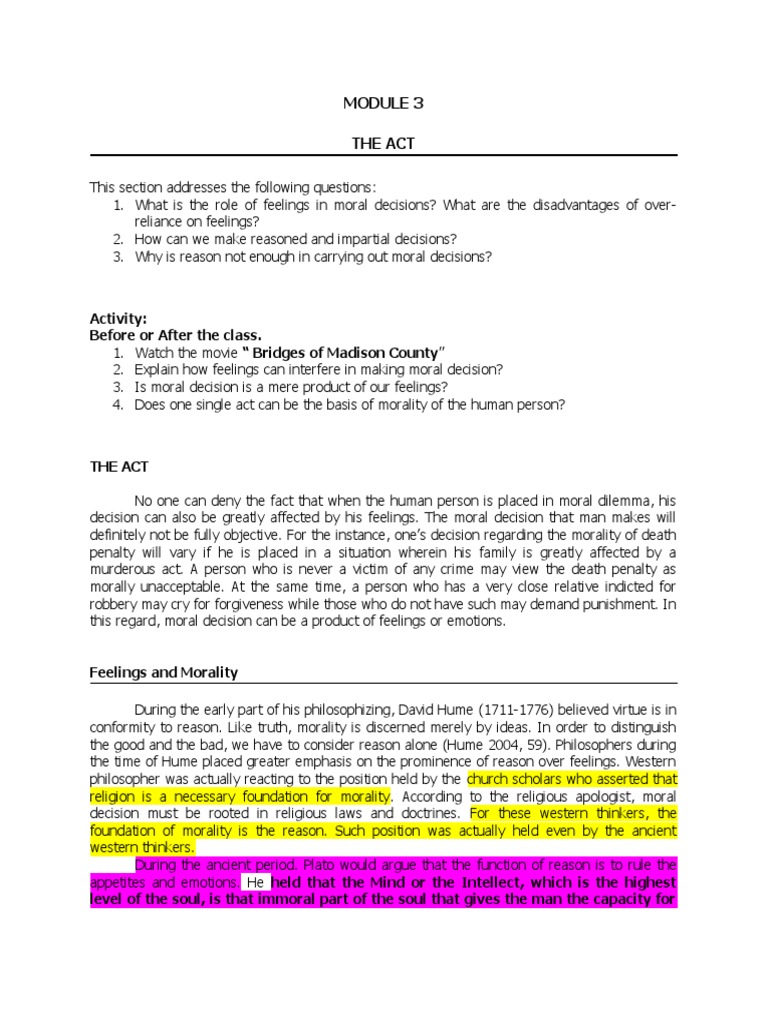 3 The Act Ethics | PDF | Reason | Morality