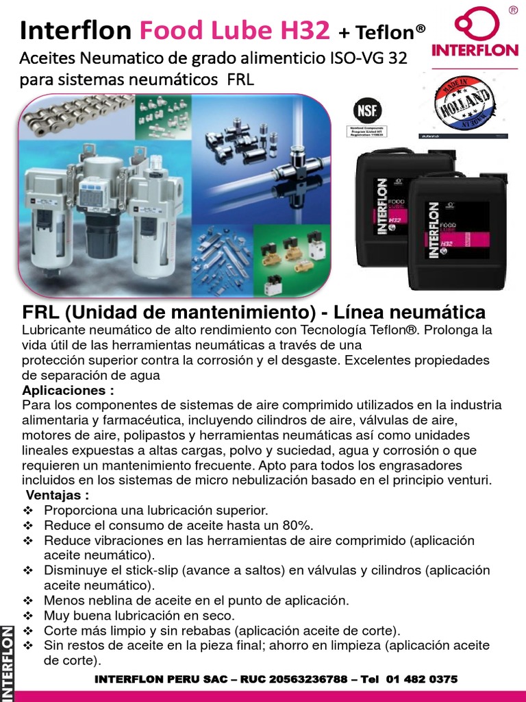 Interflon Food Lube H32 | PDF | Lubricante | Neumático