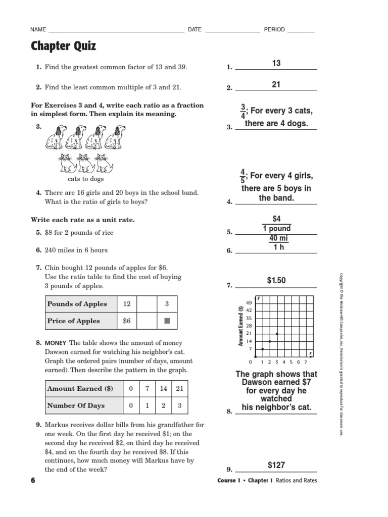 Answer Key CH 1 Mid-Chapter Quiz | PDF | Business | Teaching Mathematics