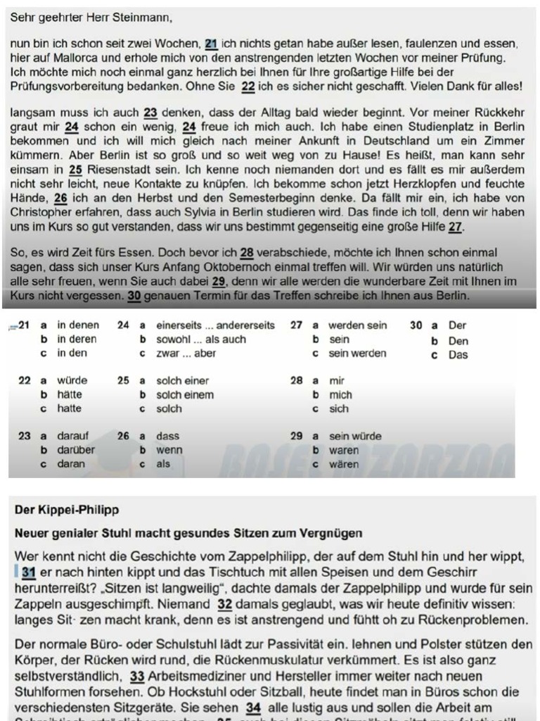 Telc B2 Prüfung Modelltest (3) B2 Allgemein Sprachbausteine | PDF