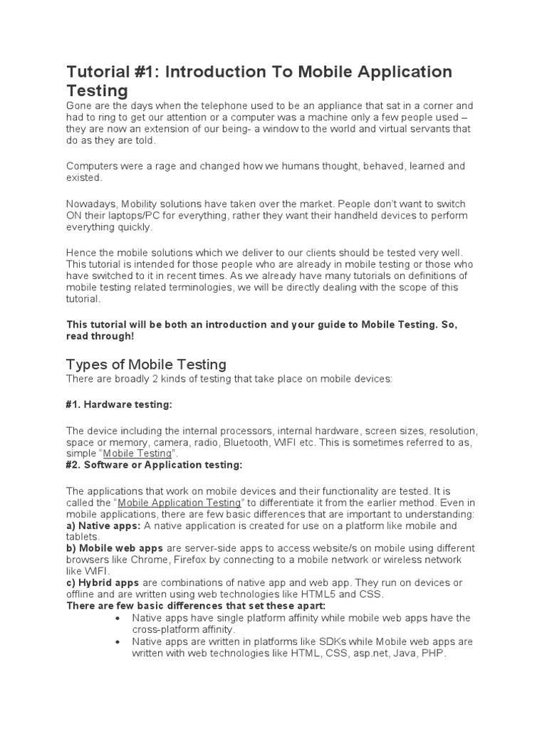 Pertemuan 8 Mobile Application Testing Pdf Mobile App Ios