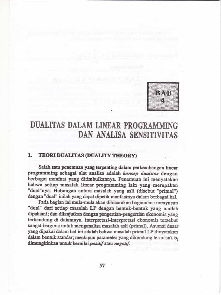 Analisis Dualitas dalam Pemrograman Linier | PDF