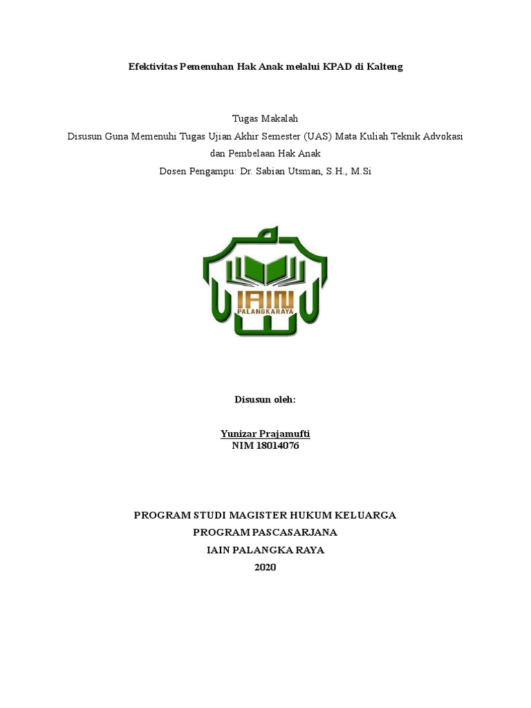 Efektivitas Pemenuhan Hak Anak Melalui KPAD Di Kalteng | PDF | Ilmu Sosial