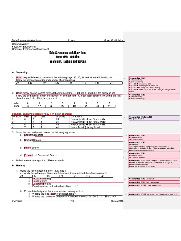 Sheet8 - Searching, Hashing and Sorting - S2018 - Solution - Updated Heap Sort | PDF ...