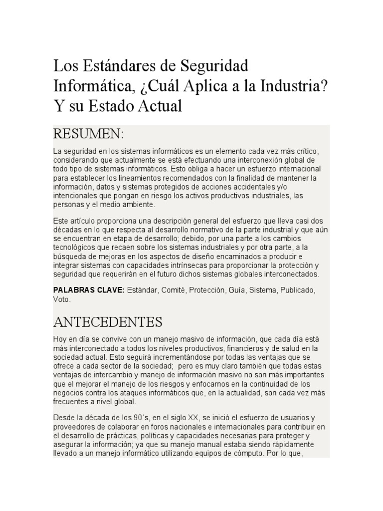 Estándares de Seguridad Informática en IACS | PDF | La seguridad ...
