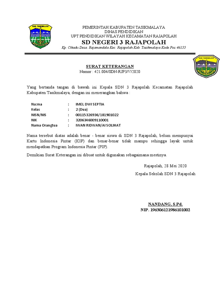 Surat Keterangan Layak Pip 2020 | PDF