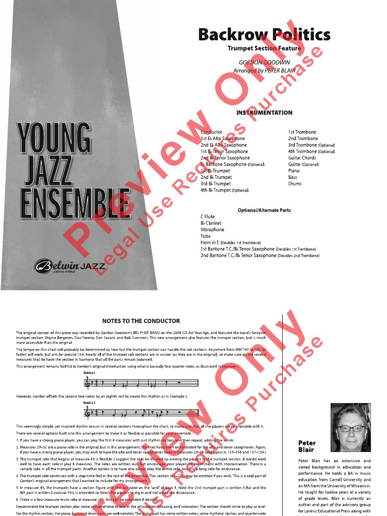 BACKROW POLITICS - Conducteur Big Band | PDF BACKROW POLITICS - Conducteur Big Band | PDF