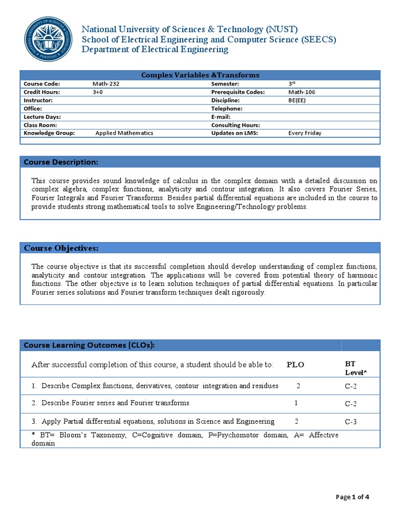 Complex Variables Transforms (OBE Format) | PDF | Fourier Transform | Complex Analysis