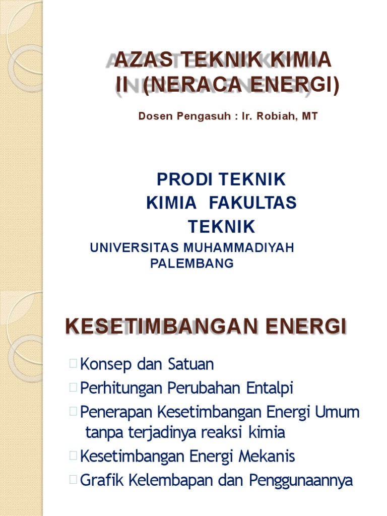 Neraca Energi dalam Teknik Kimia | PDF | Metode & Bahan Ajar | Sains & Matematika