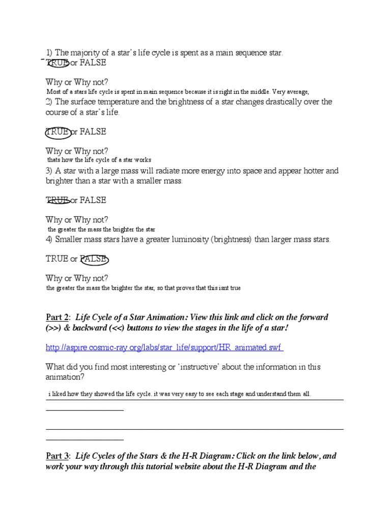 Stars Life Cycles and H-R Diagram | PDF | Stars | Nature