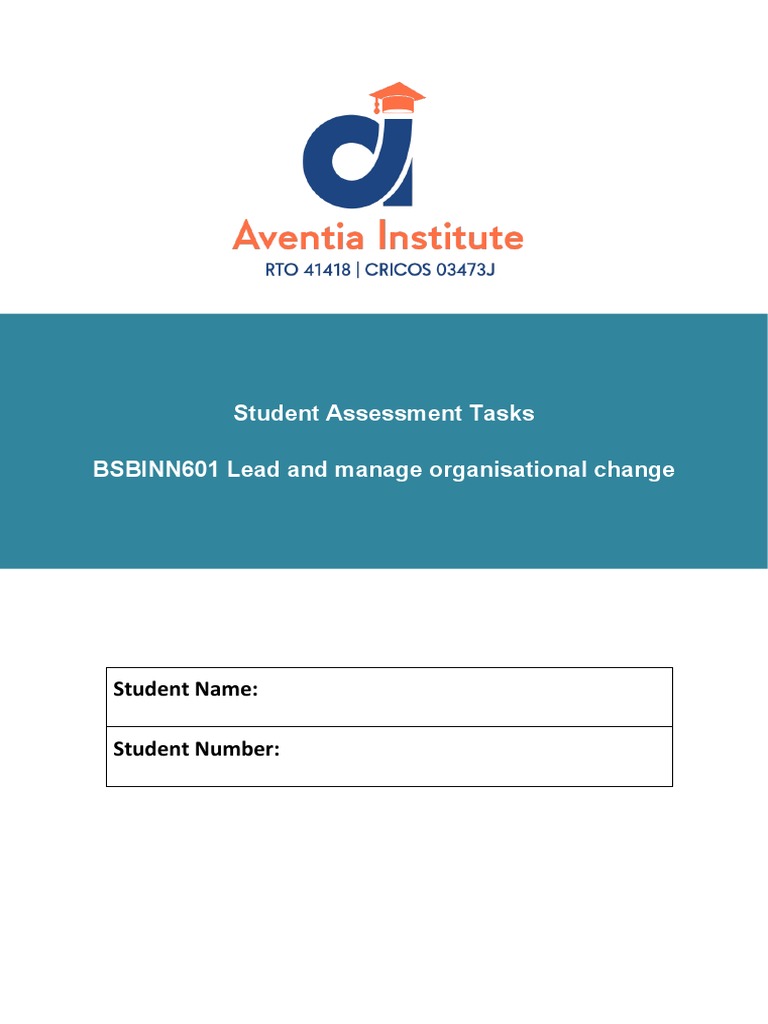 BSBINN601 Student Assessment Tasks | PDF | Change Management | Risk ...