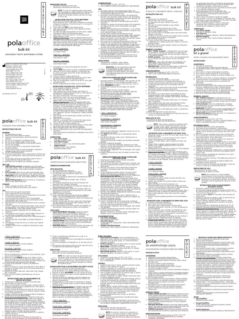 Pola Bulk Kit - Sdi - Instructions - Au | PDF | Substancias químicas ...