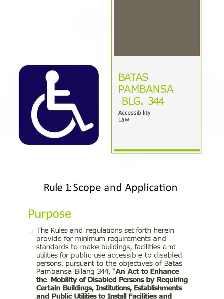 Batas Pambansa BLG. 344: Accessibility Law | PDF | Accessibility | Wheelchair