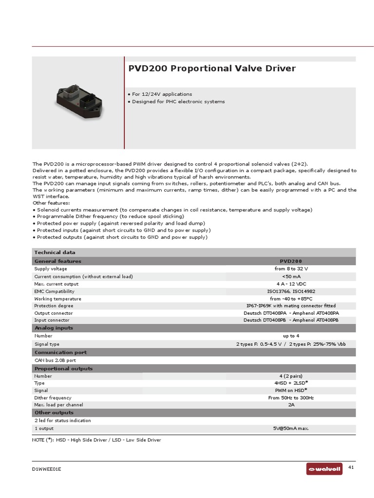 PVD200 Proportional Valve Driver: Technical Data General Features ...